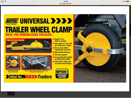 A 57 TOWING. 8" - 10" Trailer Wheel Clamp