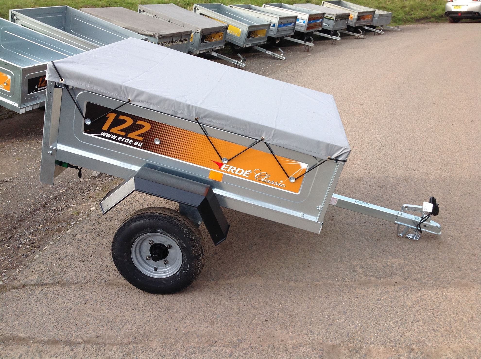 A 57 TOWING. Erde 122 Car Trailer with Cover